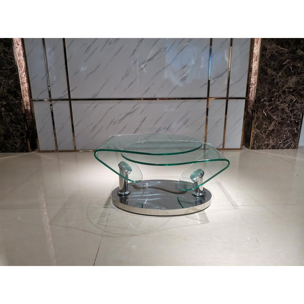 Motion Coffee Table with Clear Glass Top and Chrome Base - Walmart.com