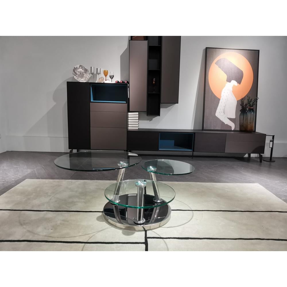 Motion Coffee Table with clear glass top & chrome base - Walmart.com