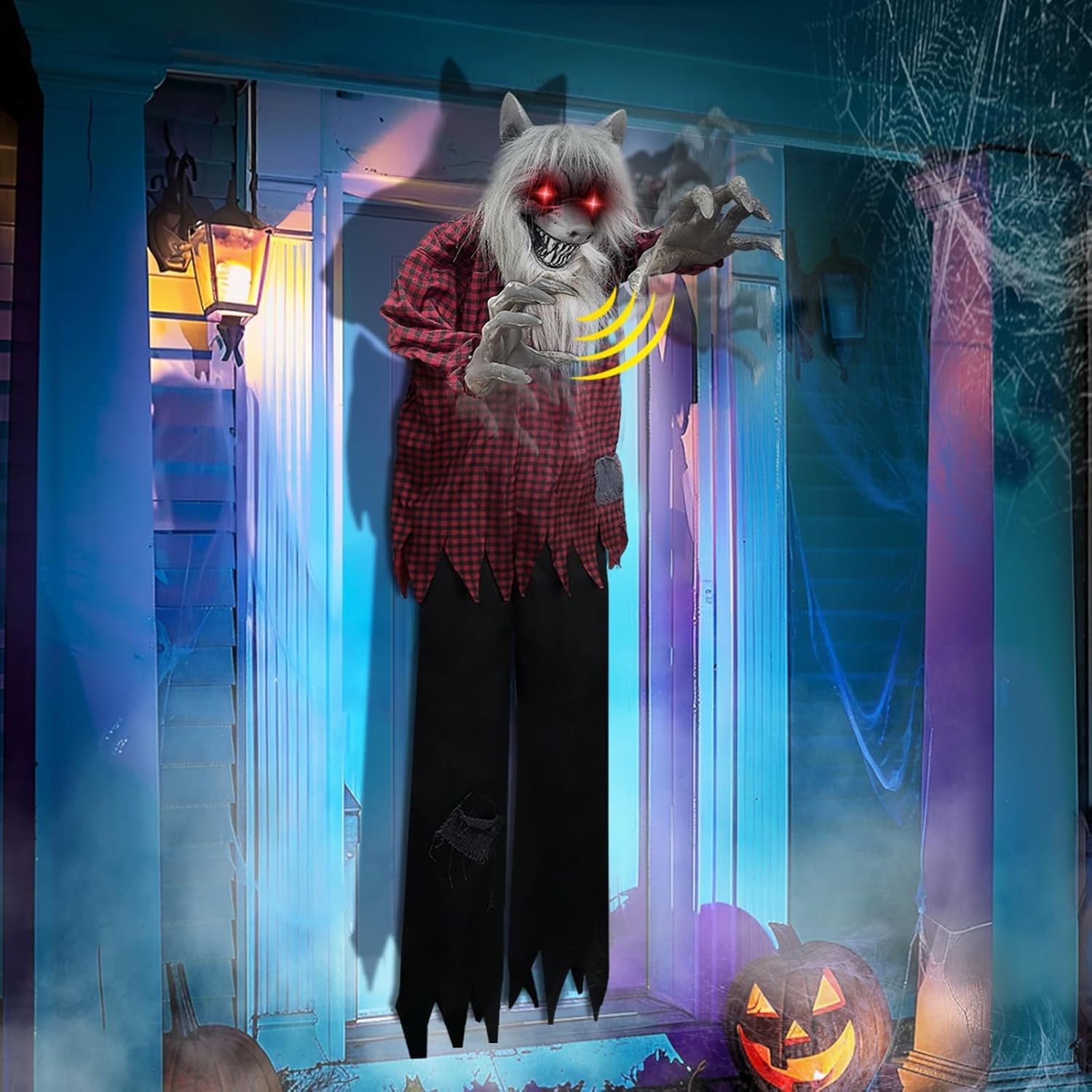 Motion & Howling Plaid-Clad Werewolf Animatronic Decoration Sound ...