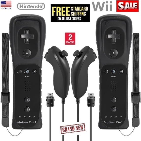 Motion Plus Wii Controllers 2Packs with Nunchucks, Wii Remote ...