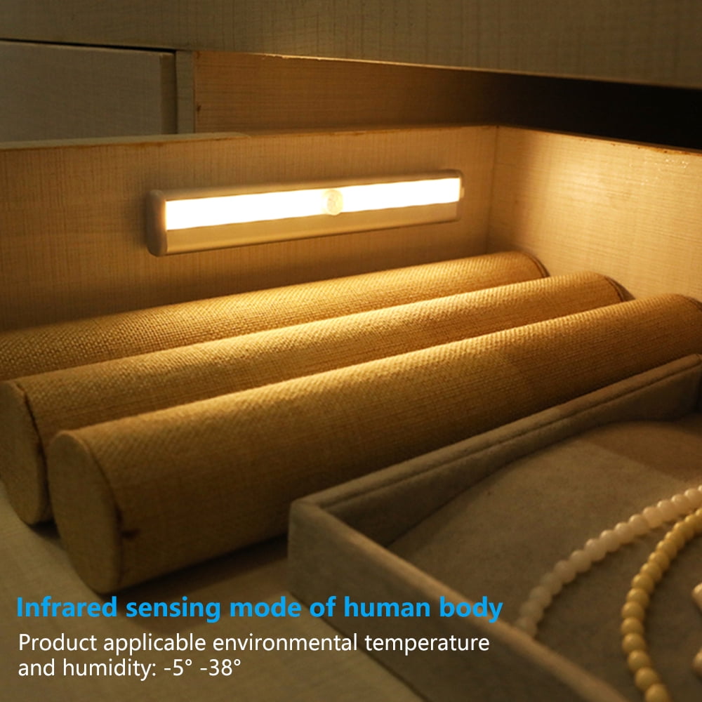 Motion Sensor Cabinet Lights, 10 LED Closet Lights Operated Magnetic ...