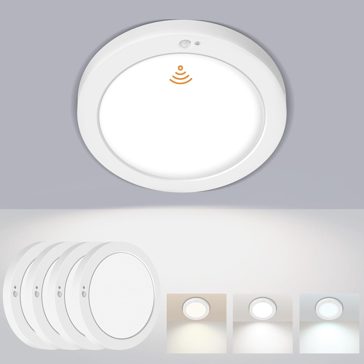 Motion Sensor Ceiling Light, 5CCT Selectable 18W 1110LM, 9 Inch LED ...