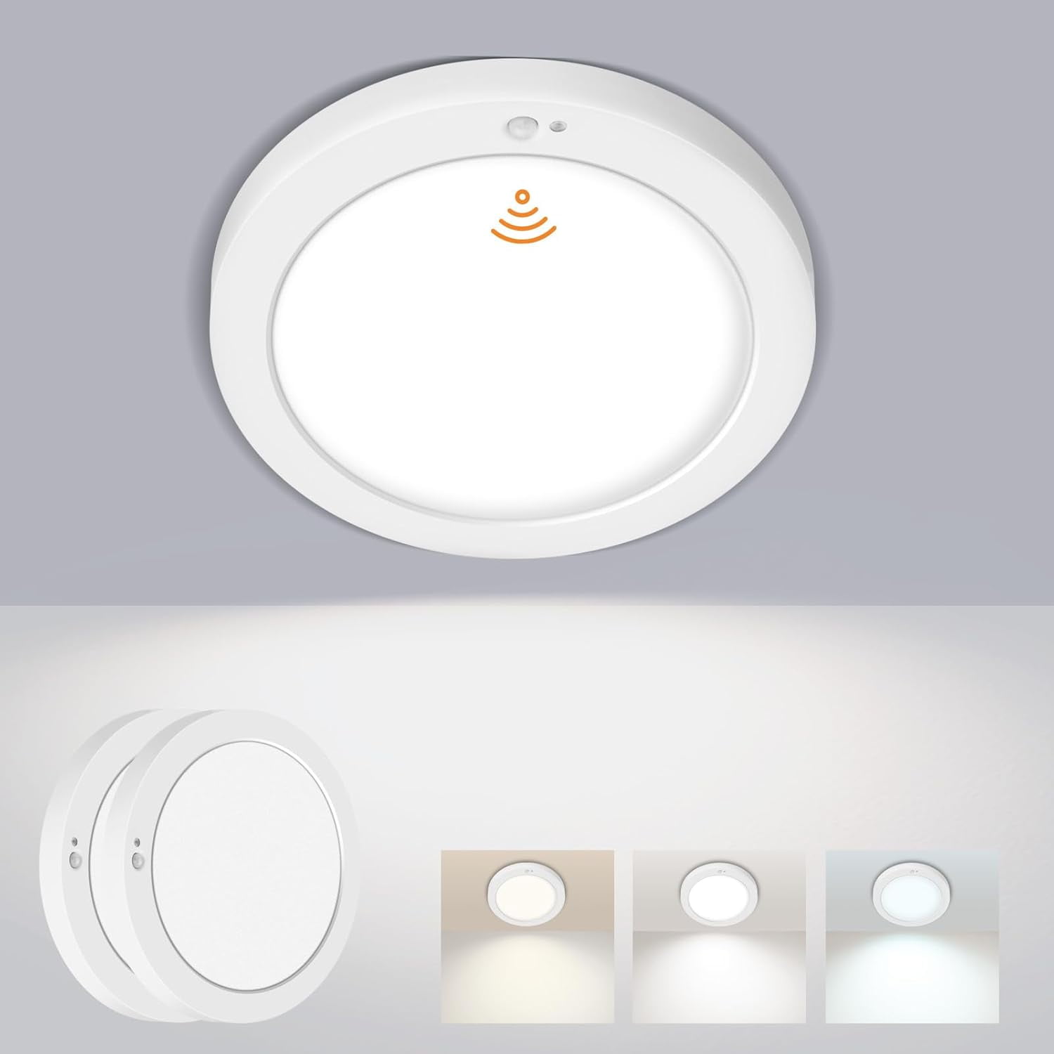 Motion Sensor Ceiling Light, 5CCT Selectable 18W 1110LM, 9 Inch LED ...