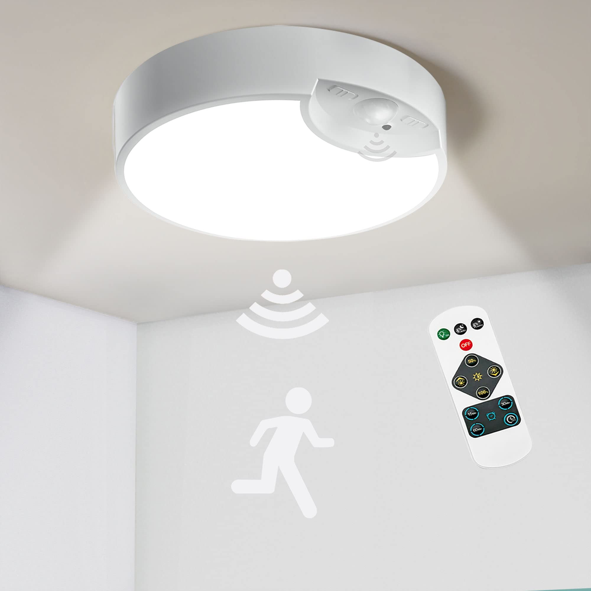 Motion Sensor Ceiling Light Battery Operated, Wireless LED Wall ...
