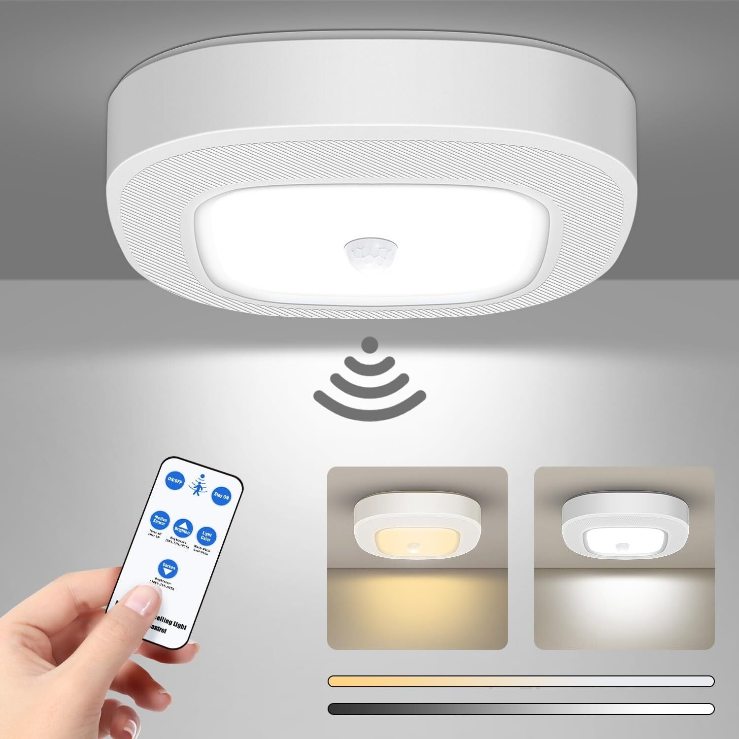Motion Sensor Ceiling Light Battery Operated, Wireless Motion Activated ...