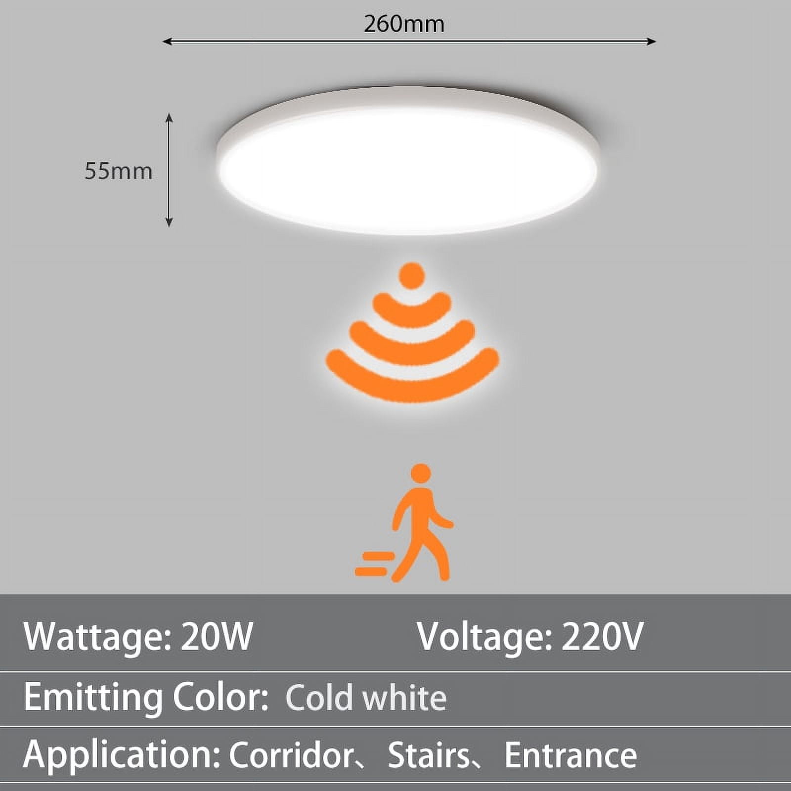 Motion Sensor Ceiling Light Waterproof Bathroom Lamp 20W/30W Ceiling ...