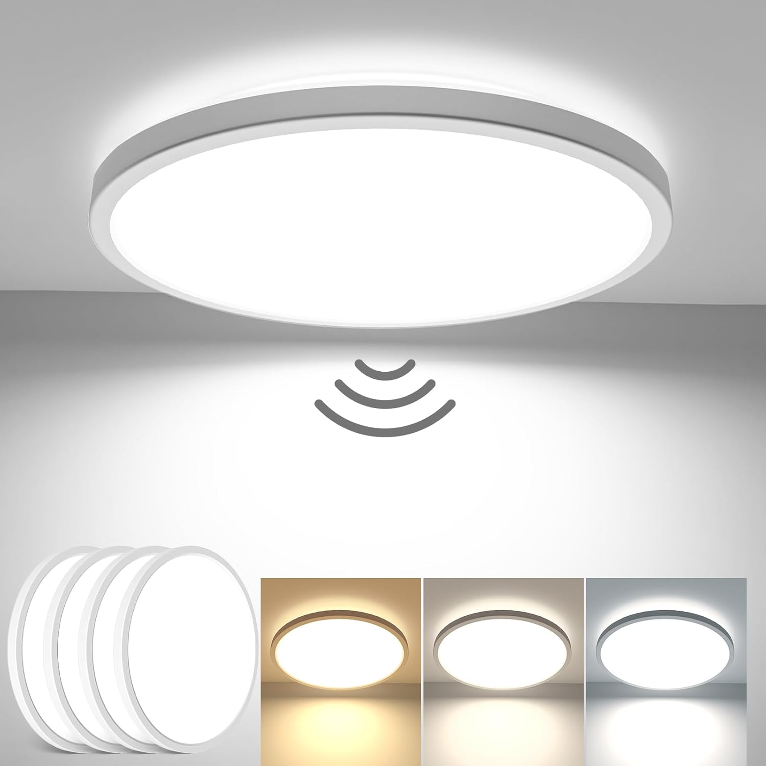 Motion Sensor Ceiling Light Wired, 7 Inch 5000K Closet Lights Motion ...