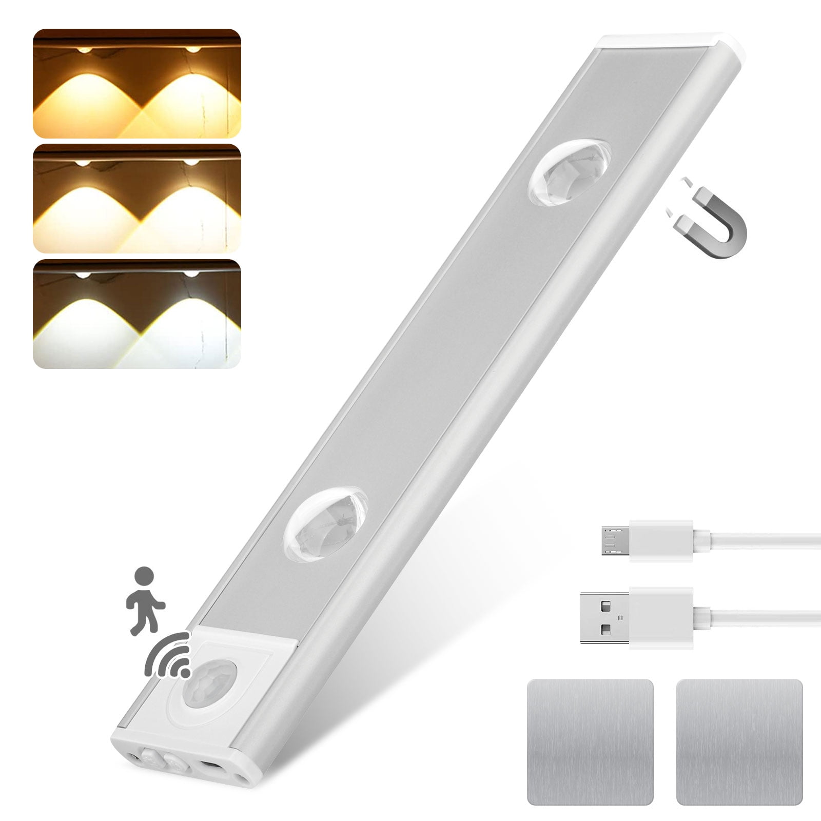 Motion Sensor Closet Light 3 Color LED Under Cabinet Lighting Dimmable ...