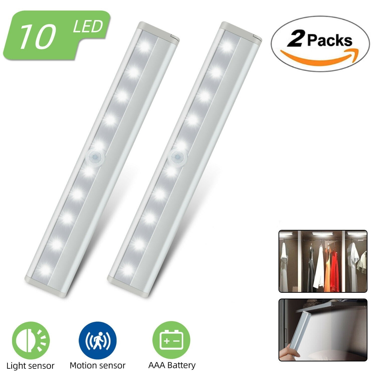 Motion Sensor Closet Lights, Cordless Under Cabinet Lightening ...