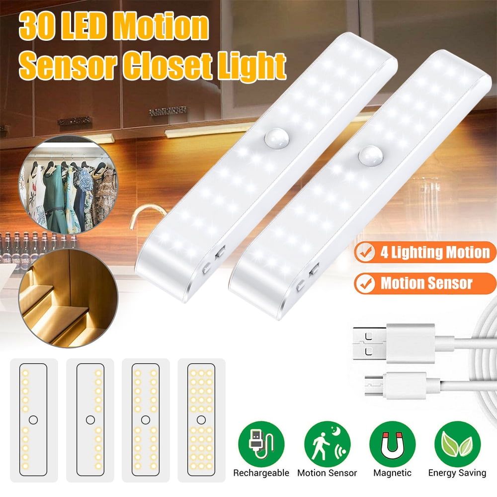 Motion Sensor Closet Lights, Wireless Under Counter Lights with 30 LEDs ...