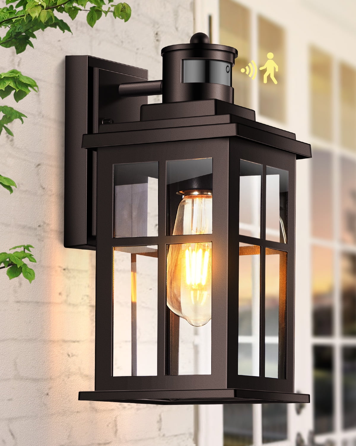 Motion Sensor Exterior Light Fixture, Bronze Dusk to Dawn Outdoor Wall ...