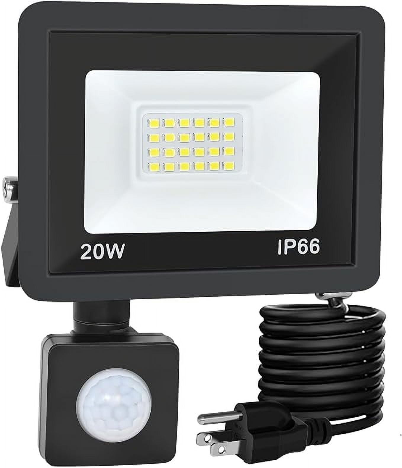 Motion Sensor Flood Light Outdoor, 20W Plug in Motion Sensor Light with ...