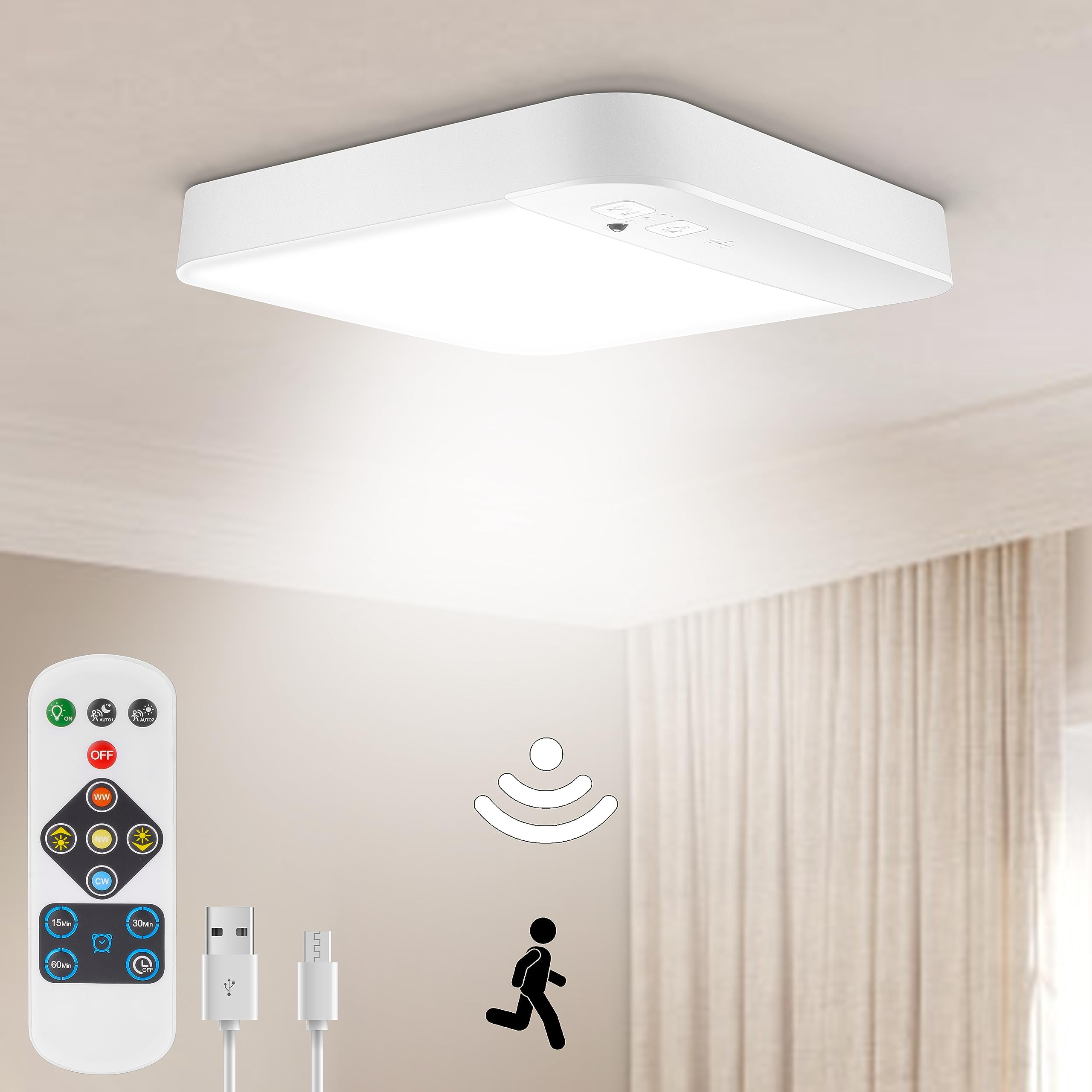 Motion Sensor LED Ceiling Light Dimmbale with Remote/Touch control ...