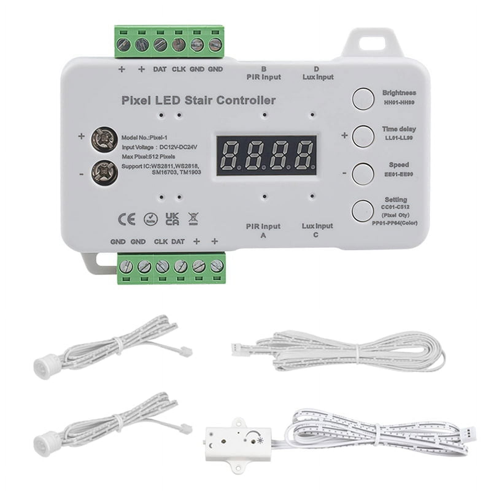 Motion Sensor LED Stair Pixel Lights Controller RGB LED Controller with ...