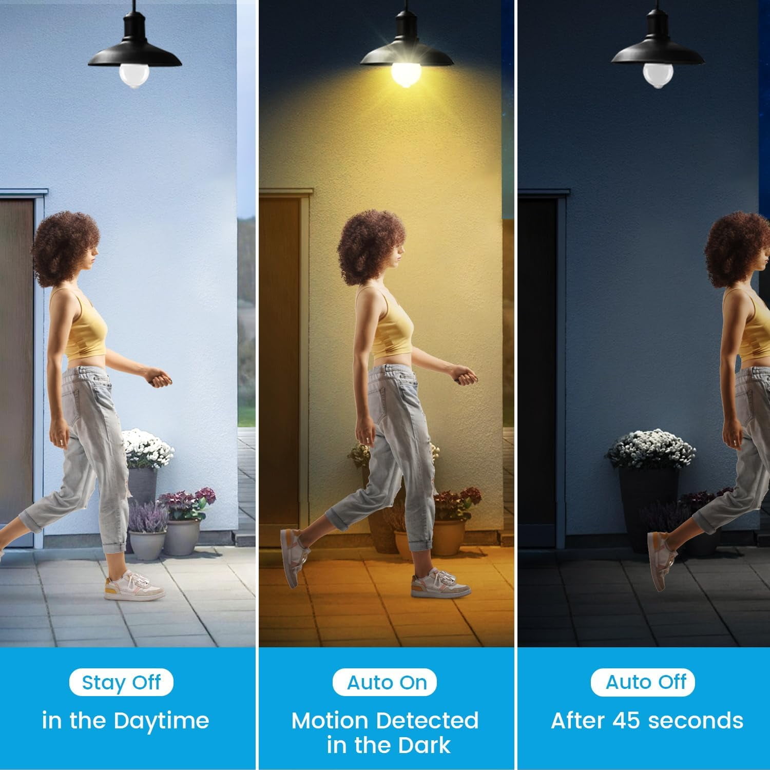 Motion Sensor Light Bulbs, 100W Equivalent Motion Activated Security ...