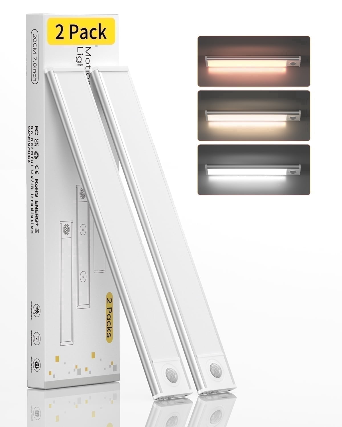 COSJM Under Cabinet Lighting Wireless, Motion Activated 54 LED, Battery ...