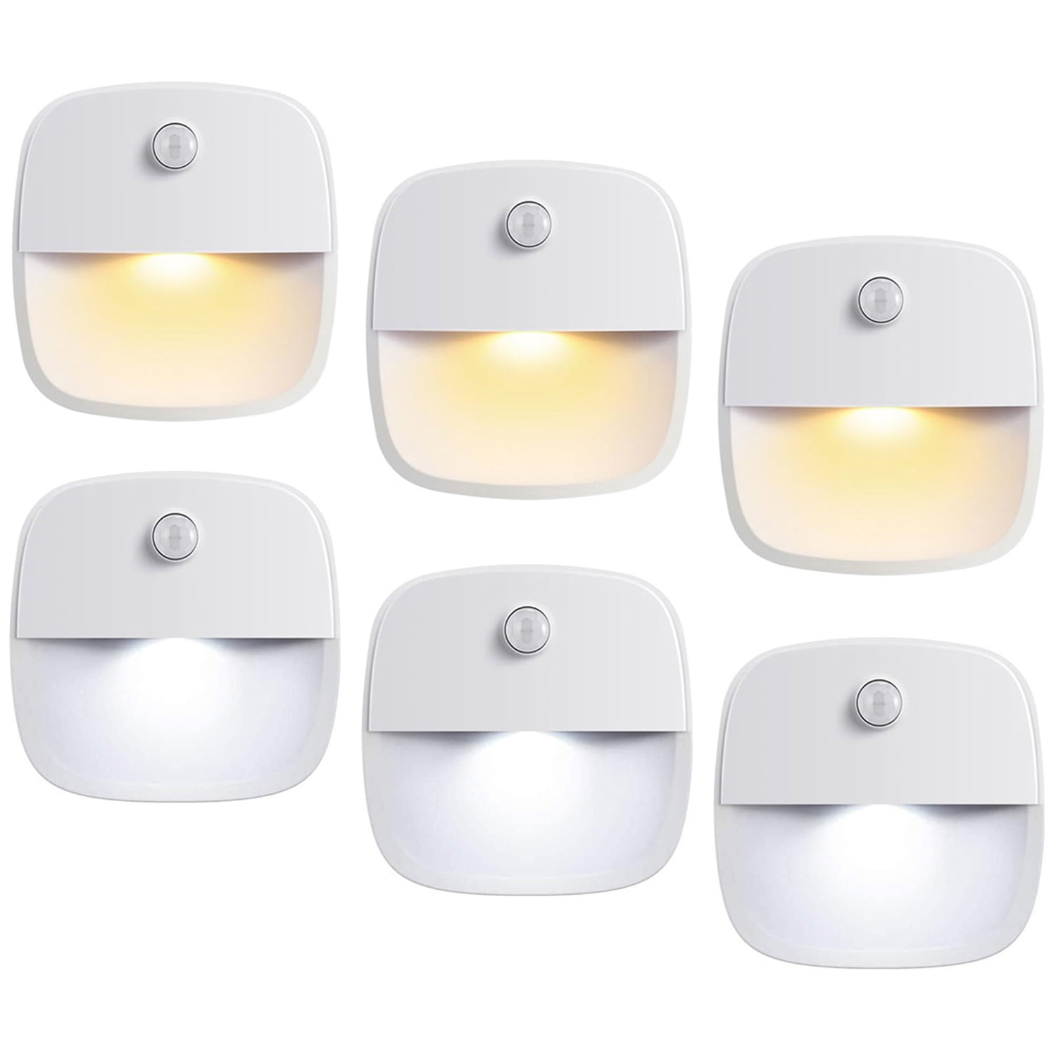 6pcs Motion Sensor Light Indoor, Battery Powered Motion Sensor Night ...