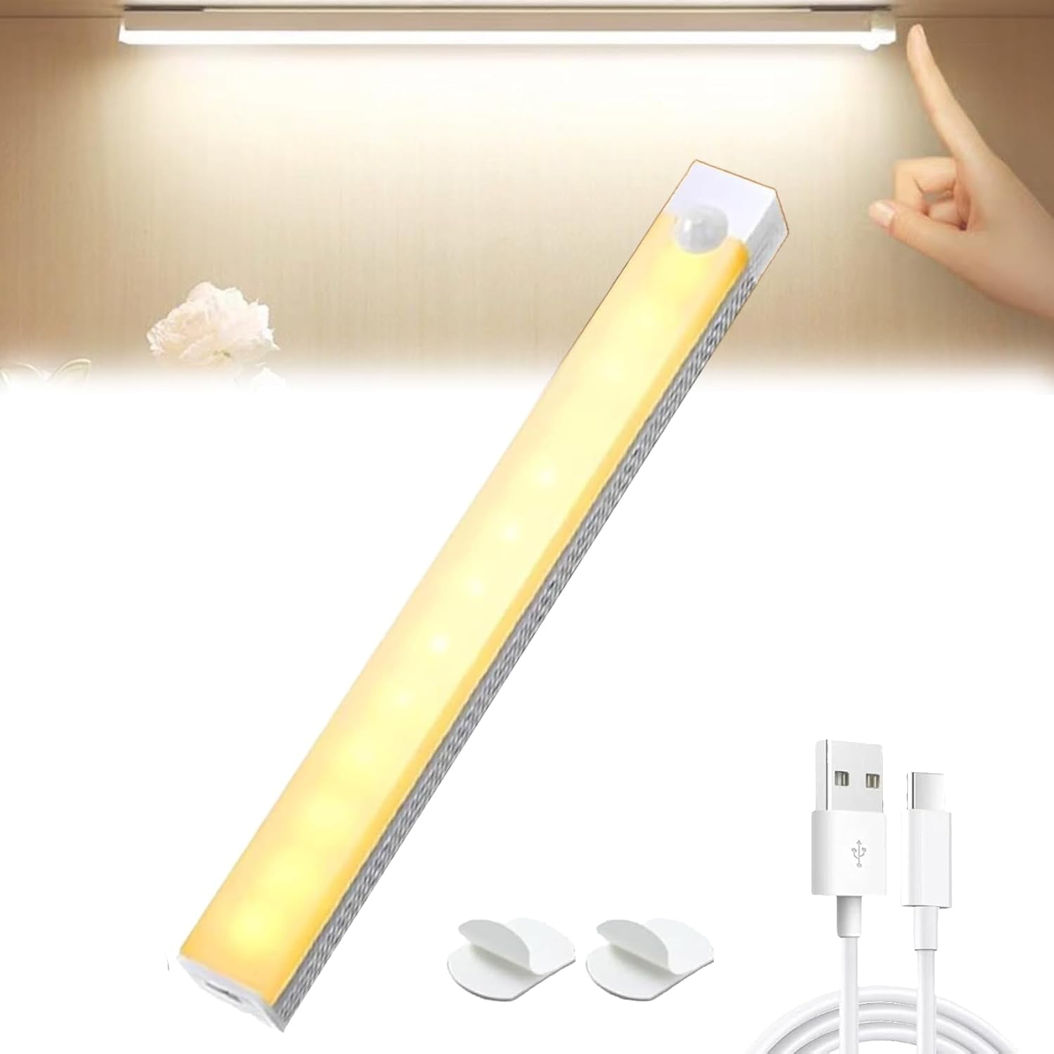 Motion Sensor Light, Magnetic Rechargeable LED Closet Lights with Smart ...