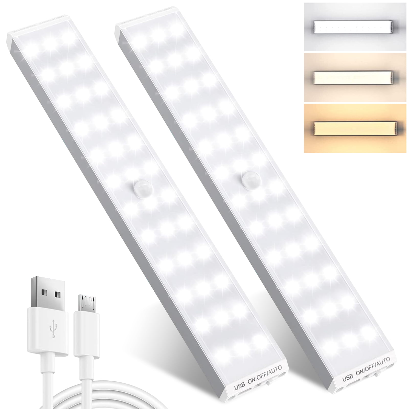 Motion Sensor Light, Wireless Magnetic LED Lights with 3 Color ...