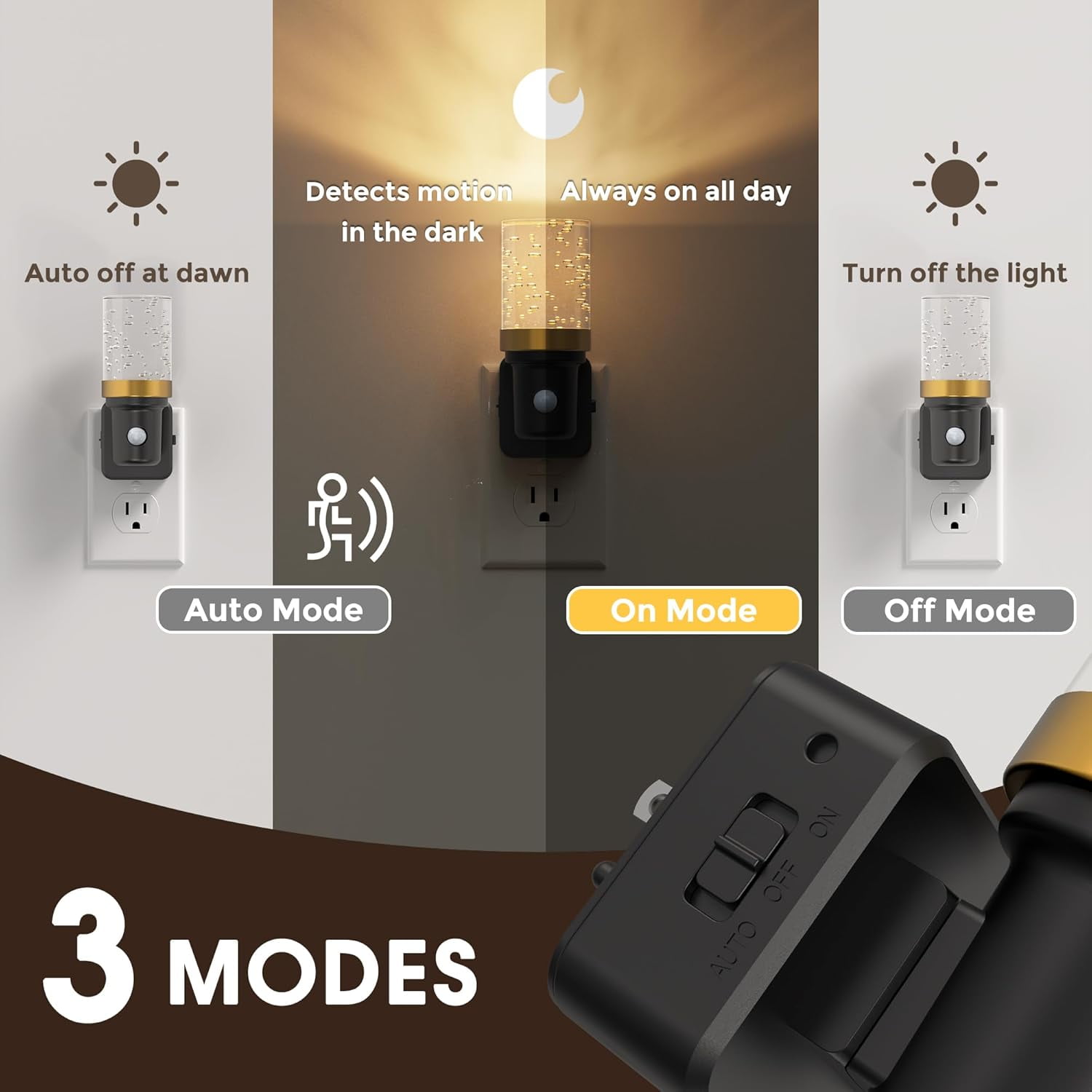 Motion Sensor Night Light, 2Pack Motion Activated Night Lights Plug ...