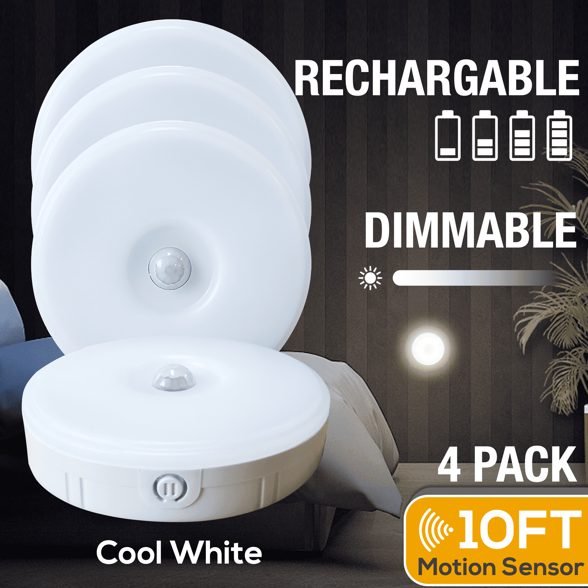 IlluminLabs Rechargeable Motion Sensor Night Light - Dimmable, Wireless ...