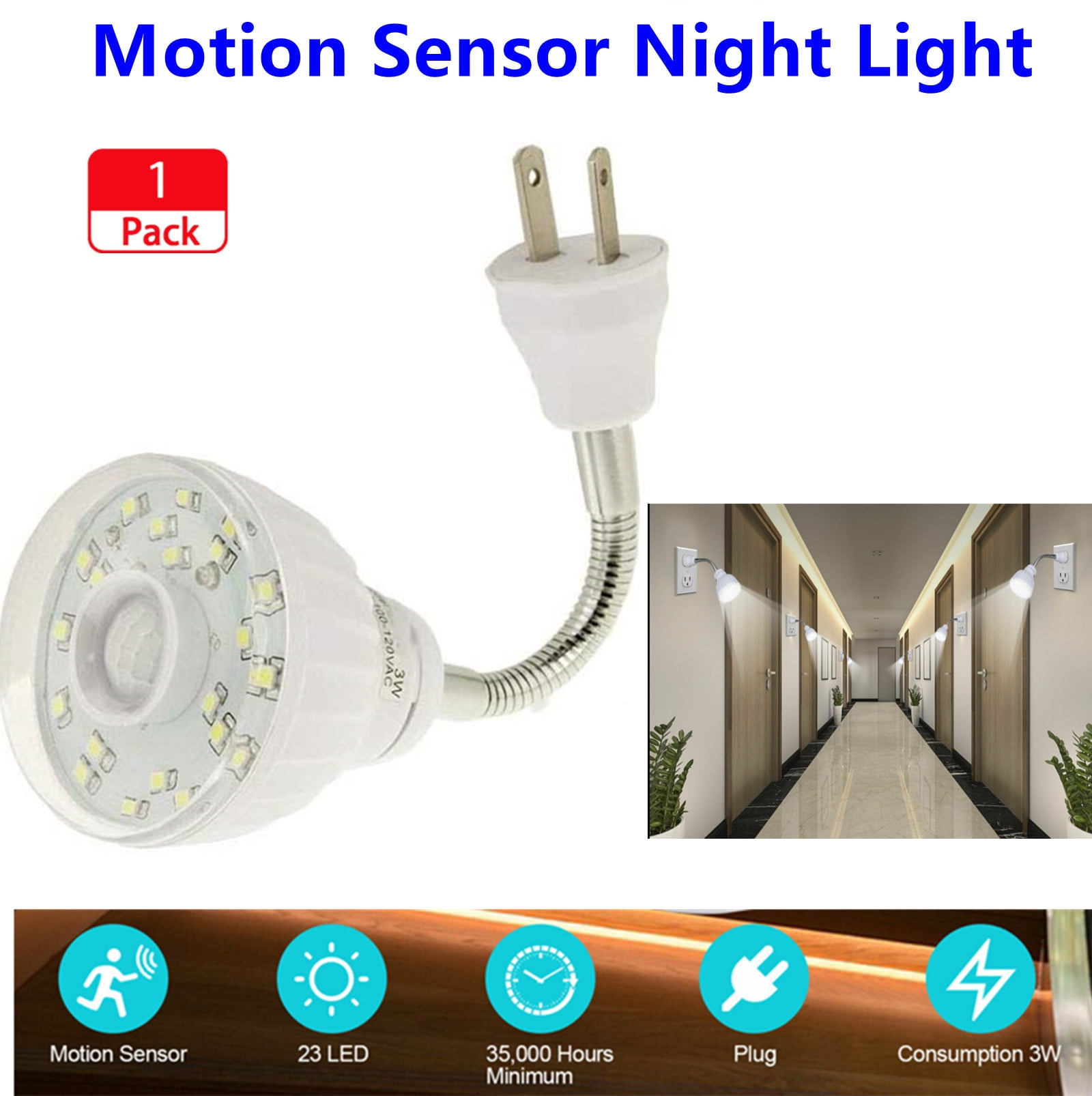 Motion Sensor Night Light LED Motion-Activated Sensor Night Light Plug ...