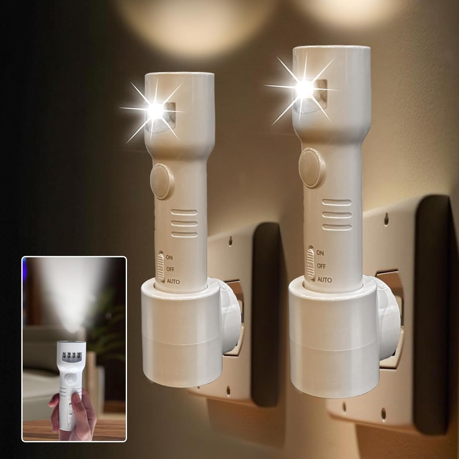 Motion Sensor Night Light, LED Rechargeable Plug in Flashlights ...