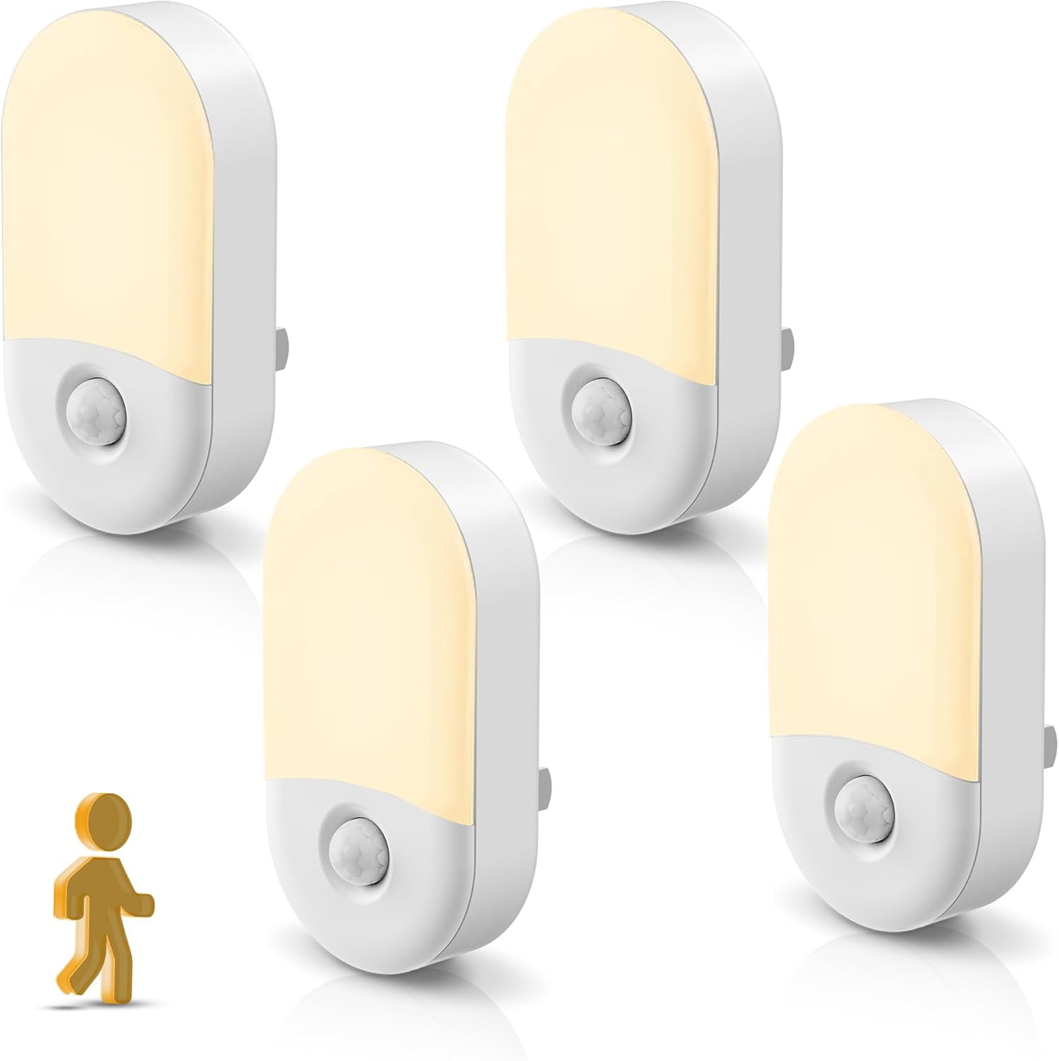 Motion Sensor Night Light, Motion Activated Night Light, 4Pack, 3000K ...