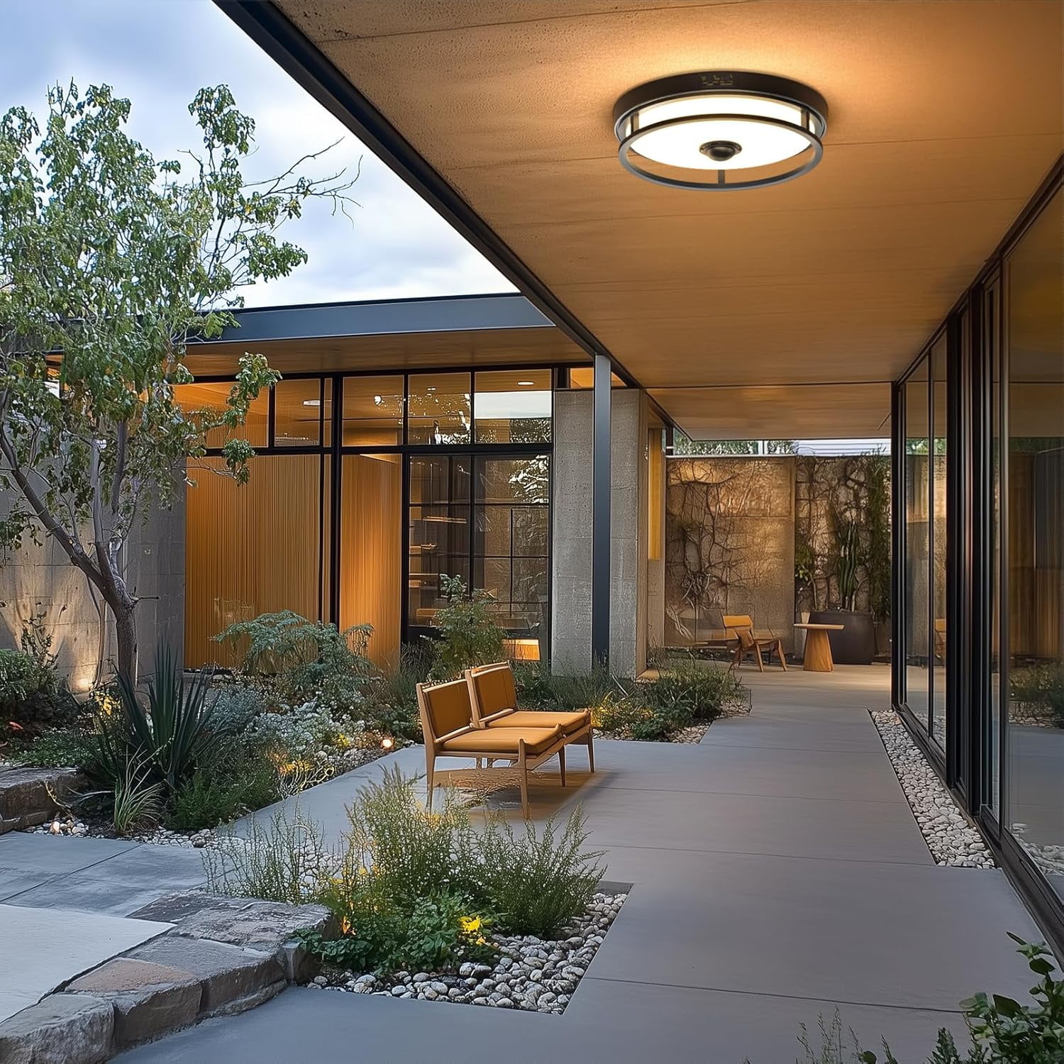 Motion Sensor Outdoor Ceiling Light, Flush Mount LED Ceiling Light ...