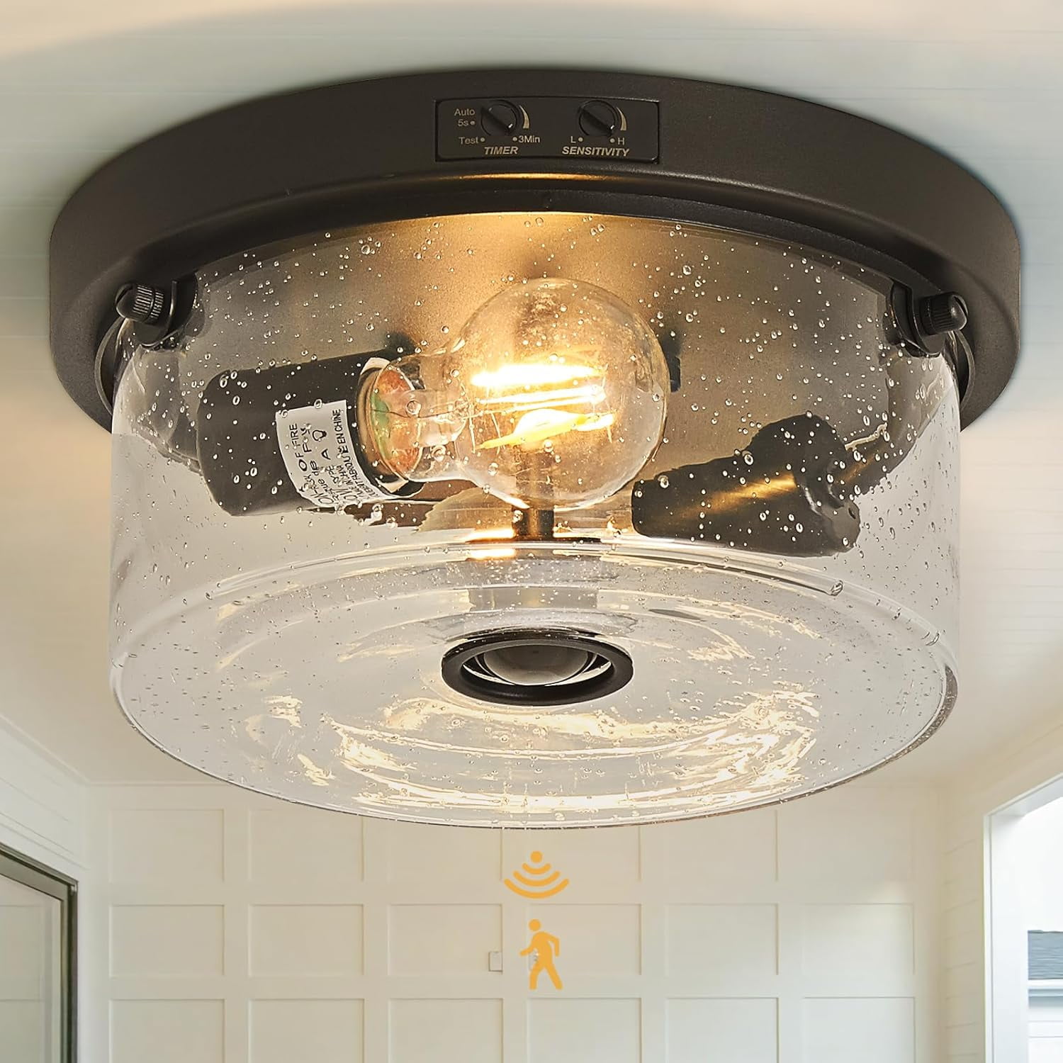 Motion Sensor Outdoor Ceiling Light, Flush Mount Porch Exterior Ceiling ...