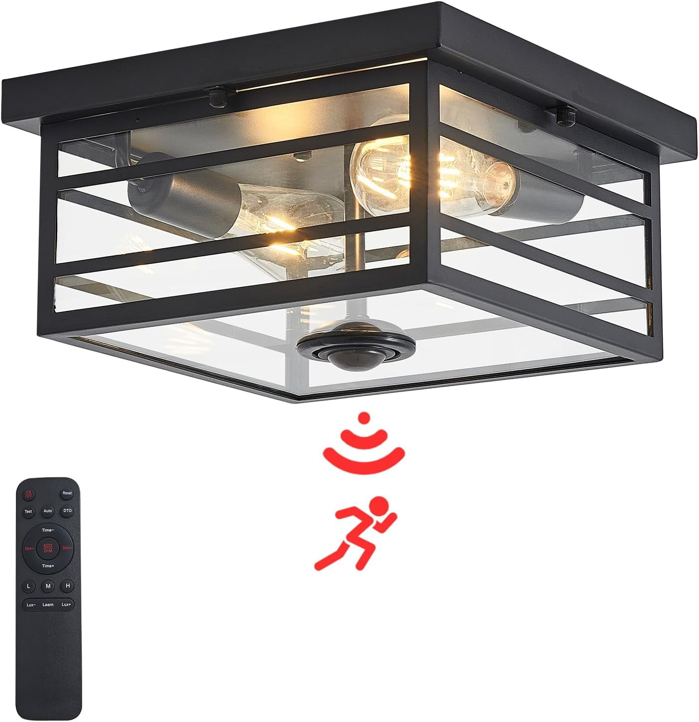 Motion Sensor Outdoor Ceiling Lights with Remote, Flush Mount Ceiling ...