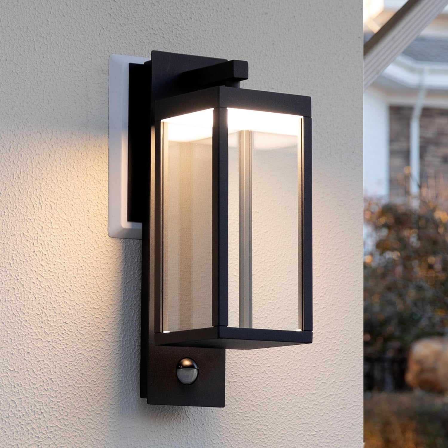 Motion Sensor Outdoor Wall Light LED Wall Sconce Black Mount Waterproof ...