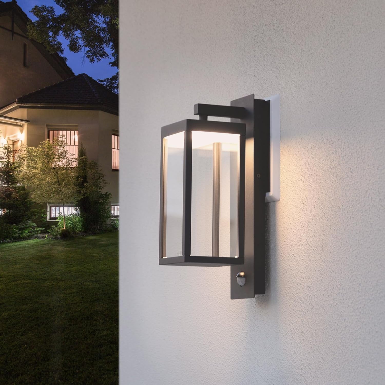 Motion Sensor Outdoor Wall Light, Modern Black Waterproof LED Exterior ...