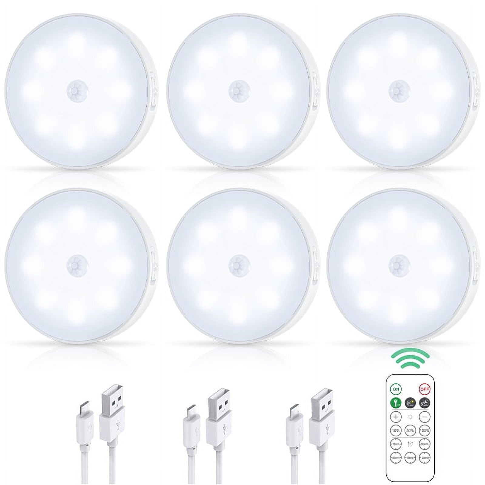 Motion Sensor Puck Lights LED Wireless USB Rechargeable Battery ...
