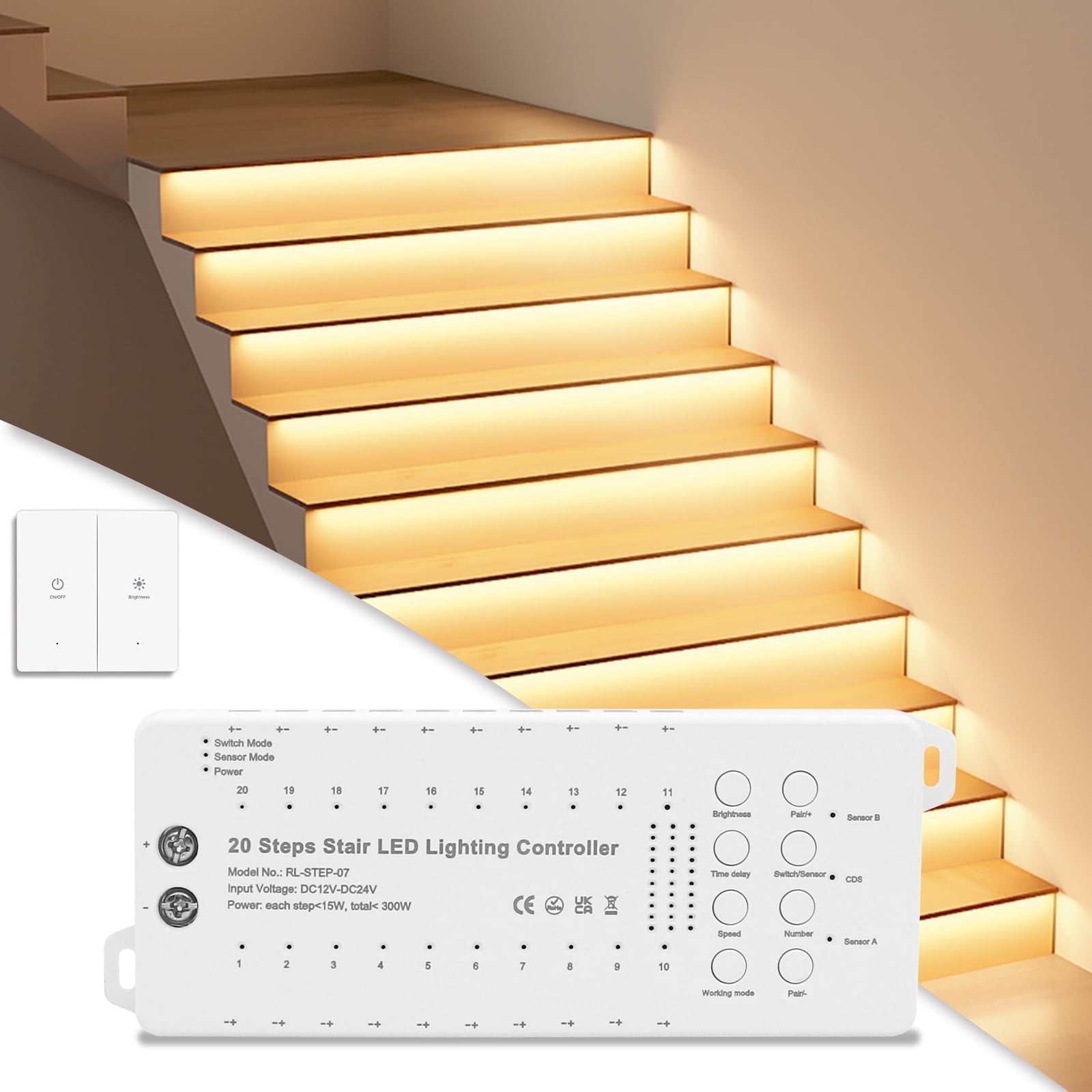 Motion Sensor Stair Light for Indoor, 39.4" Long Cuttable LED Strip ...