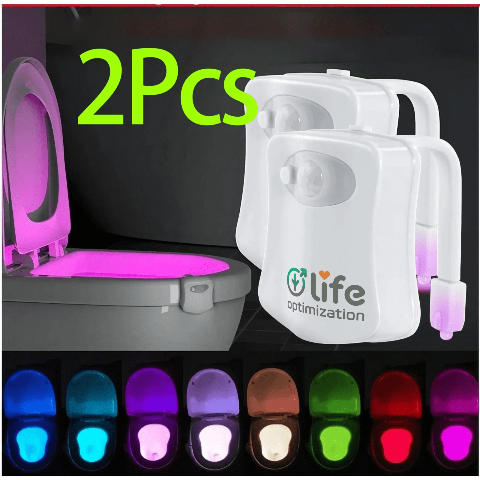 Motion Sensor Toilet Night Light - 8 Color Changing LED Bowl Light ...
