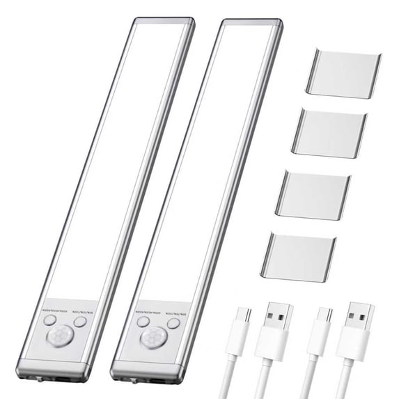 Motion Sensor Under Cabinet LED Light, Dimmable 3 Levels, Rechargeable ...