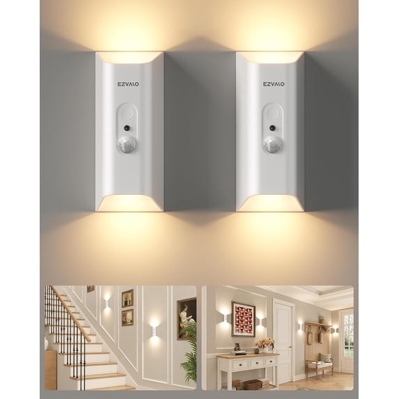Motion Sensor Wall Light with Remote Control, Wireless Wall Lamp, 3 ...