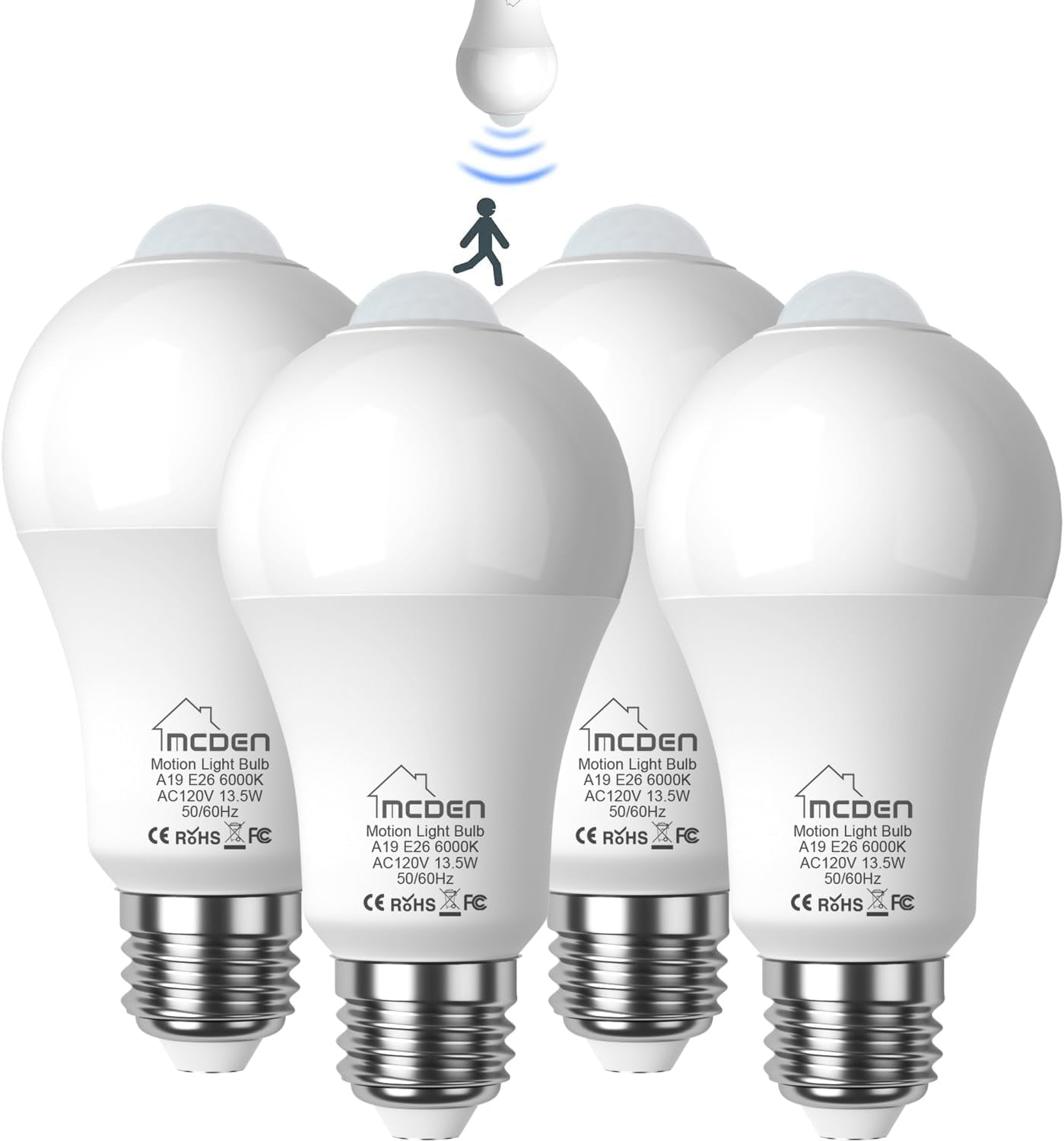 Motion Seor Light Bulb, Indoor Motion Activation Detector Light Bulb ...