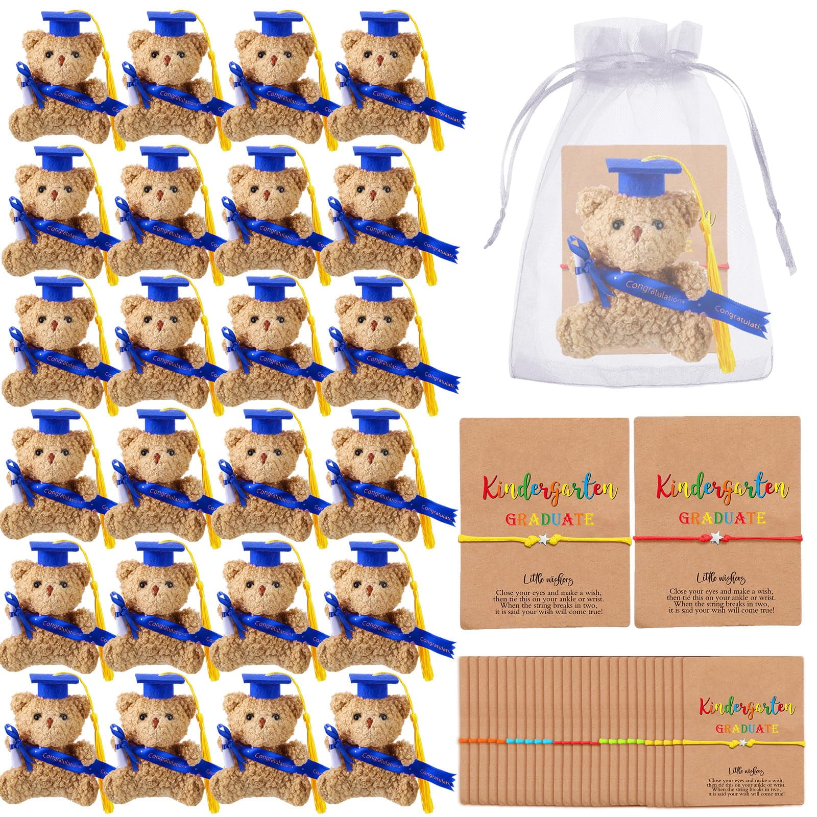 Motionchic 50 Pcs 2025 Kindergarten Graduation Bear Bulk with 25 ...