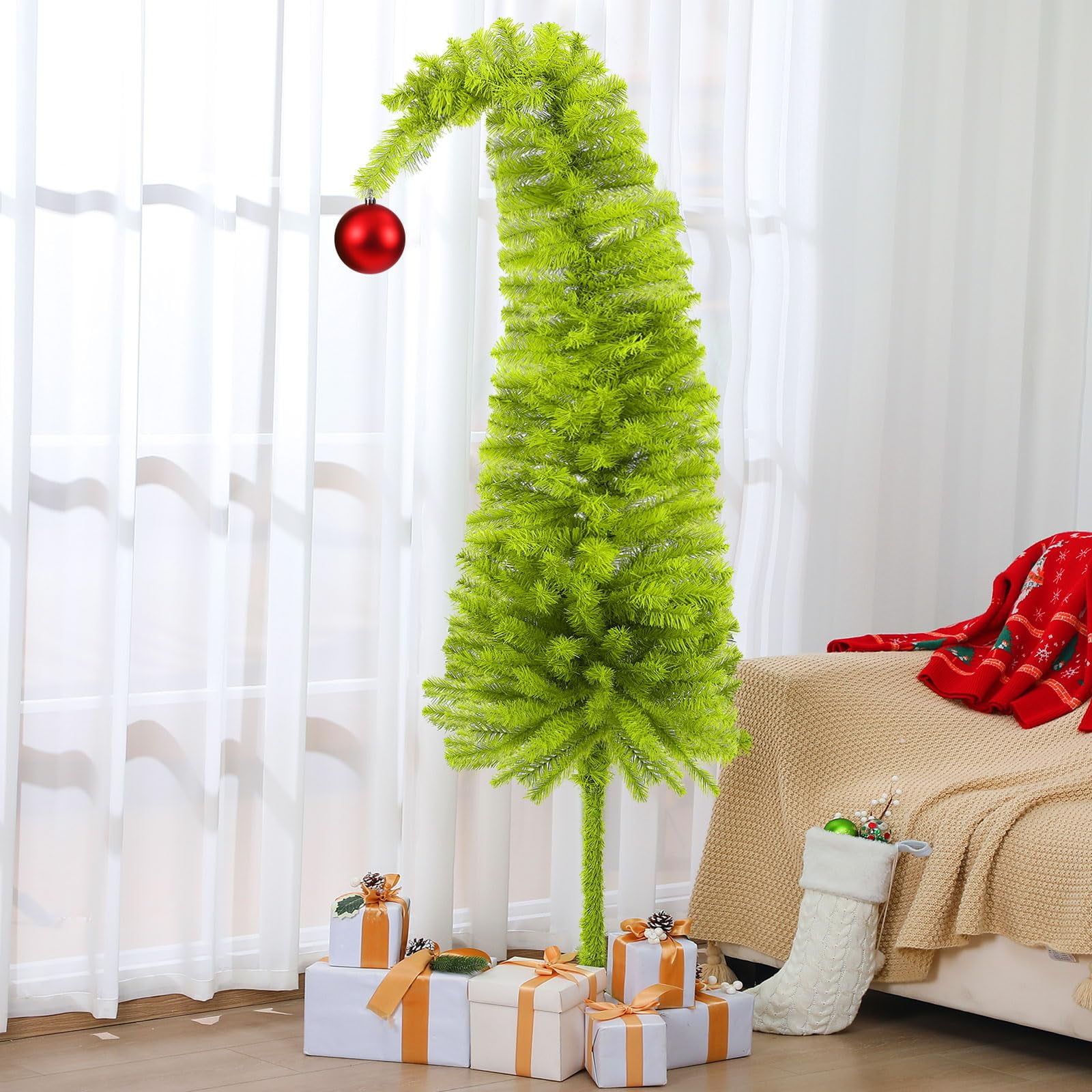 Motionchic Lime Green Christmas Tree Christmas Decoration Whimsical ...