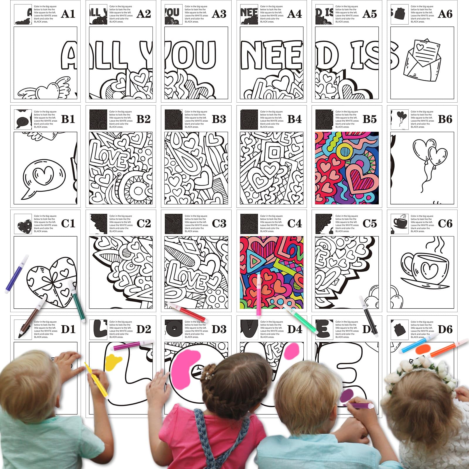 Motipuns 24 Pcs Valentine's YPF5 Day Collaborative Poster Valentine's ...