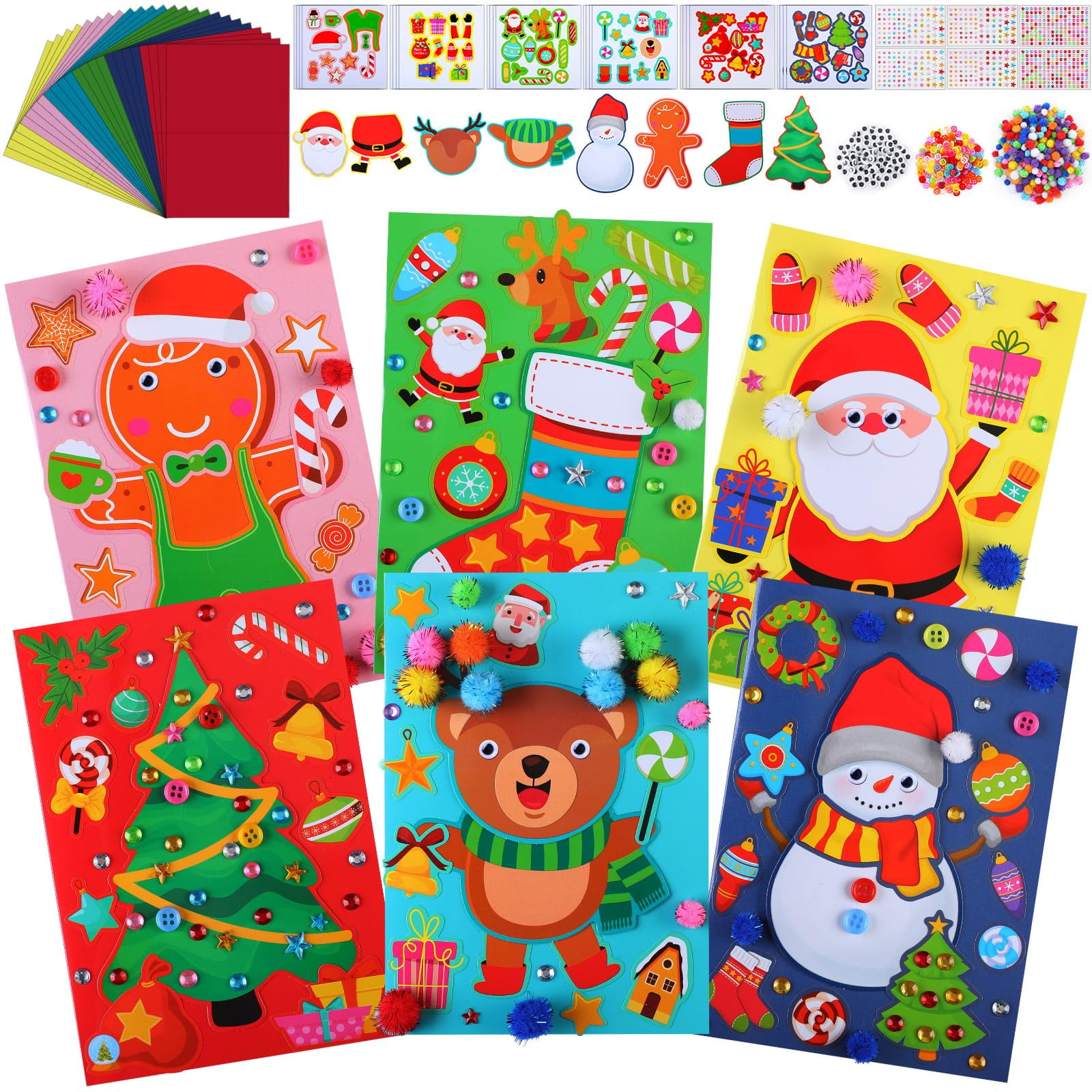Motipuns 24 Sets Christmas OIF8 Card Making Kits for Kids DIY Christmas ...