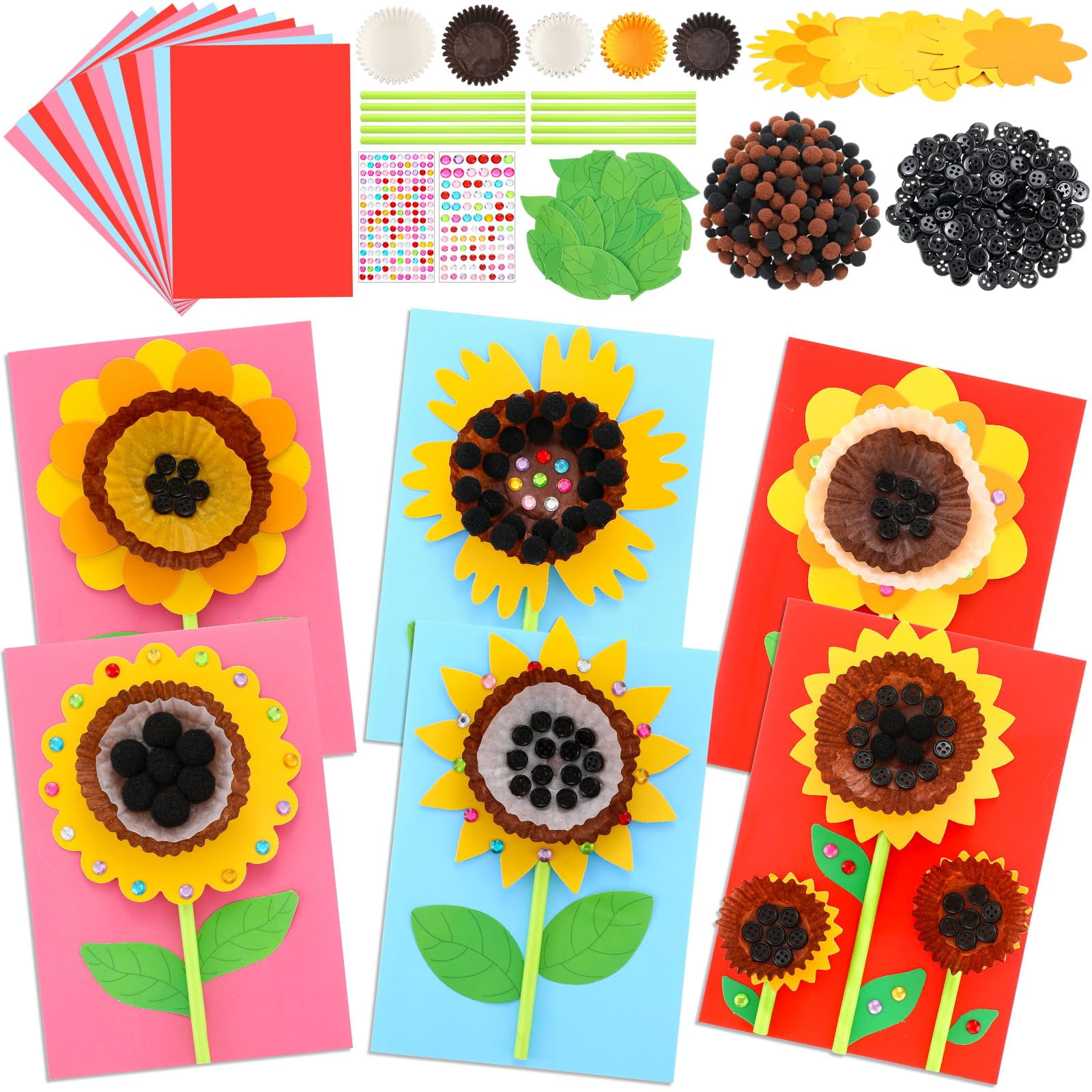 Motipuns 24 Sets Sunflower TSF6 Card Making Kits for Kids DIY Make Your ...