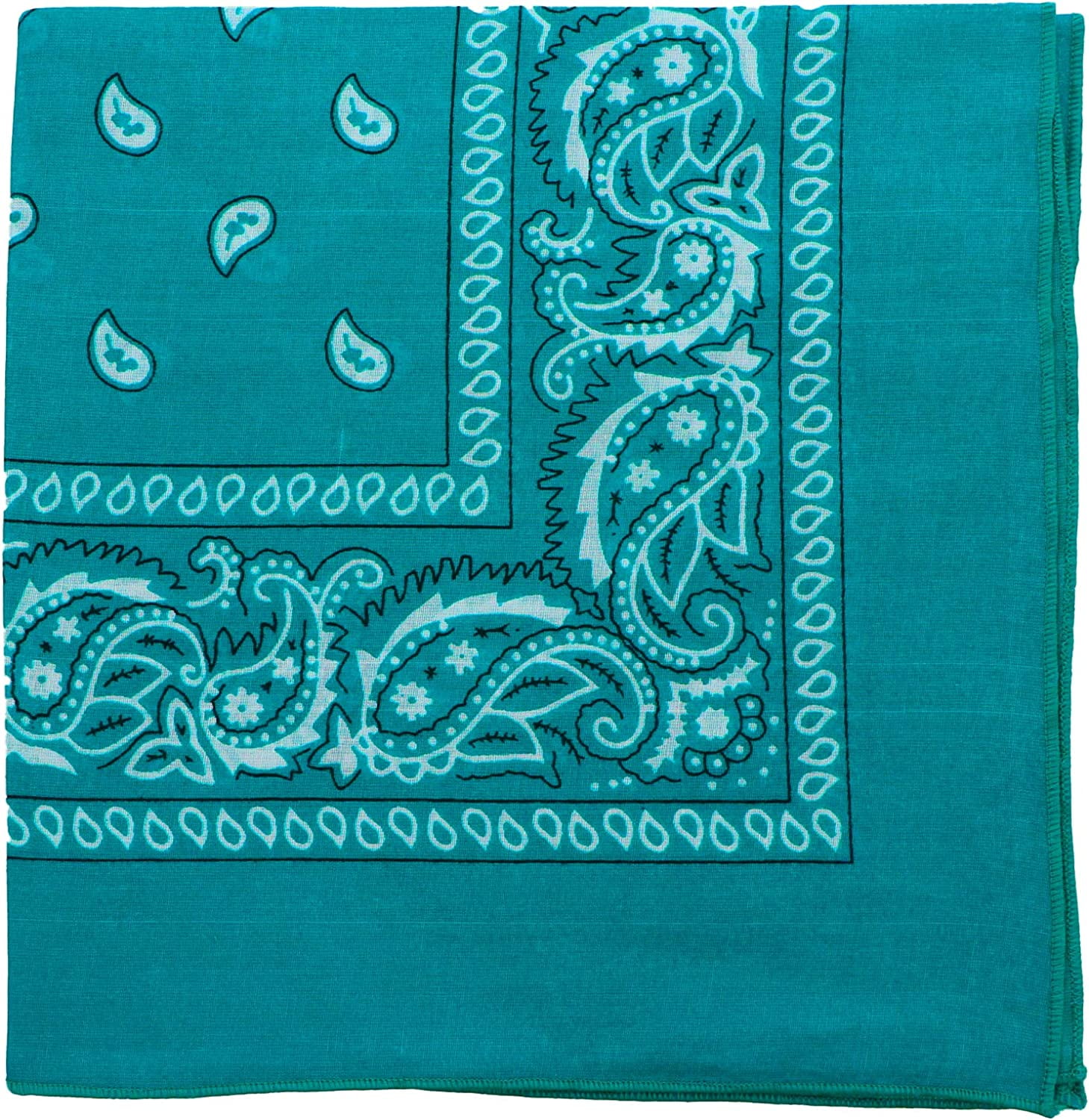 Motique 22-inch Cotton Paisley Bandana, Head Scarf for Women-Turquoise ...