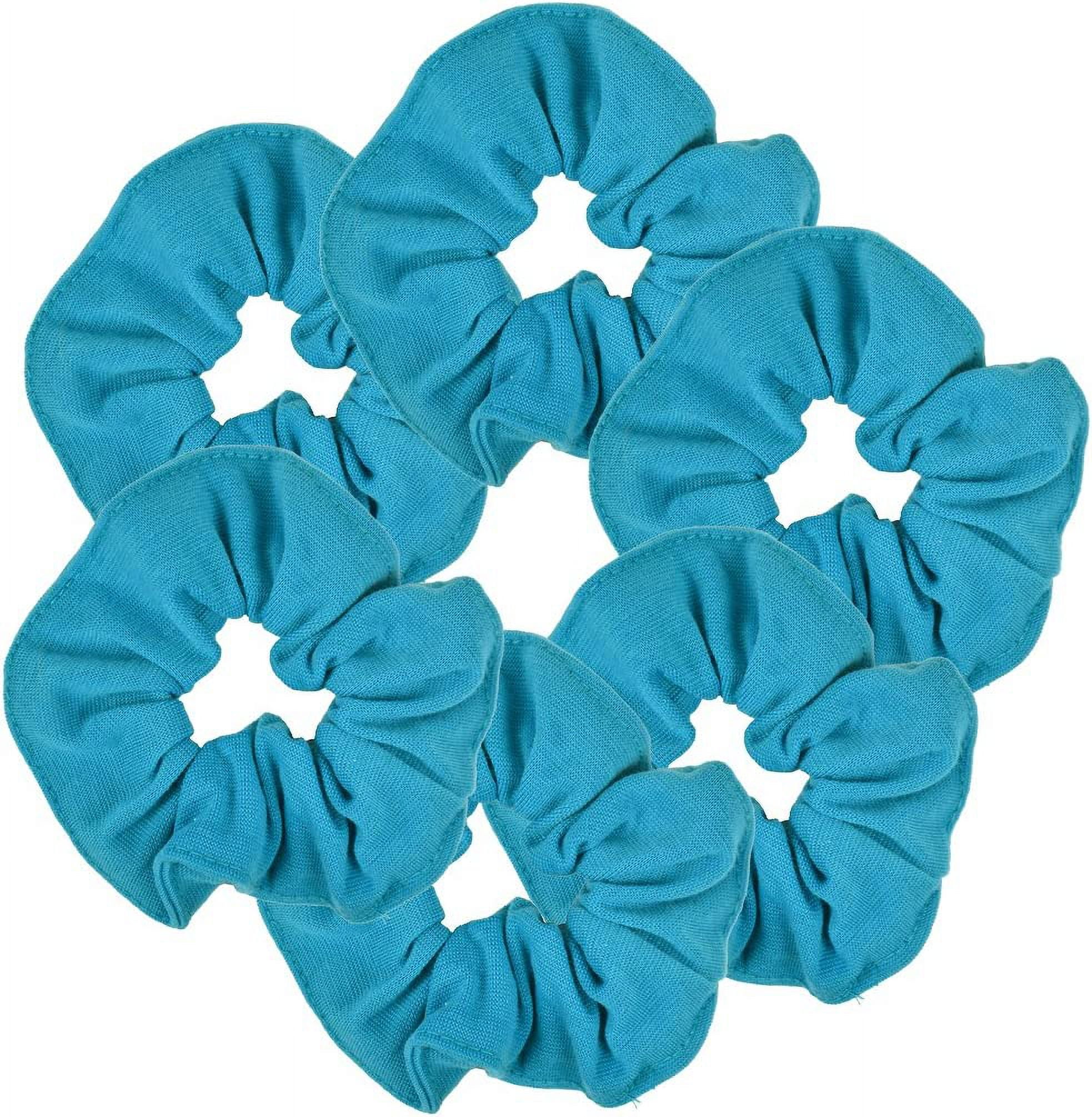 Motique Accessories 6 Pack Large Solid Scrunchies Hair Elastics-Aqua ...