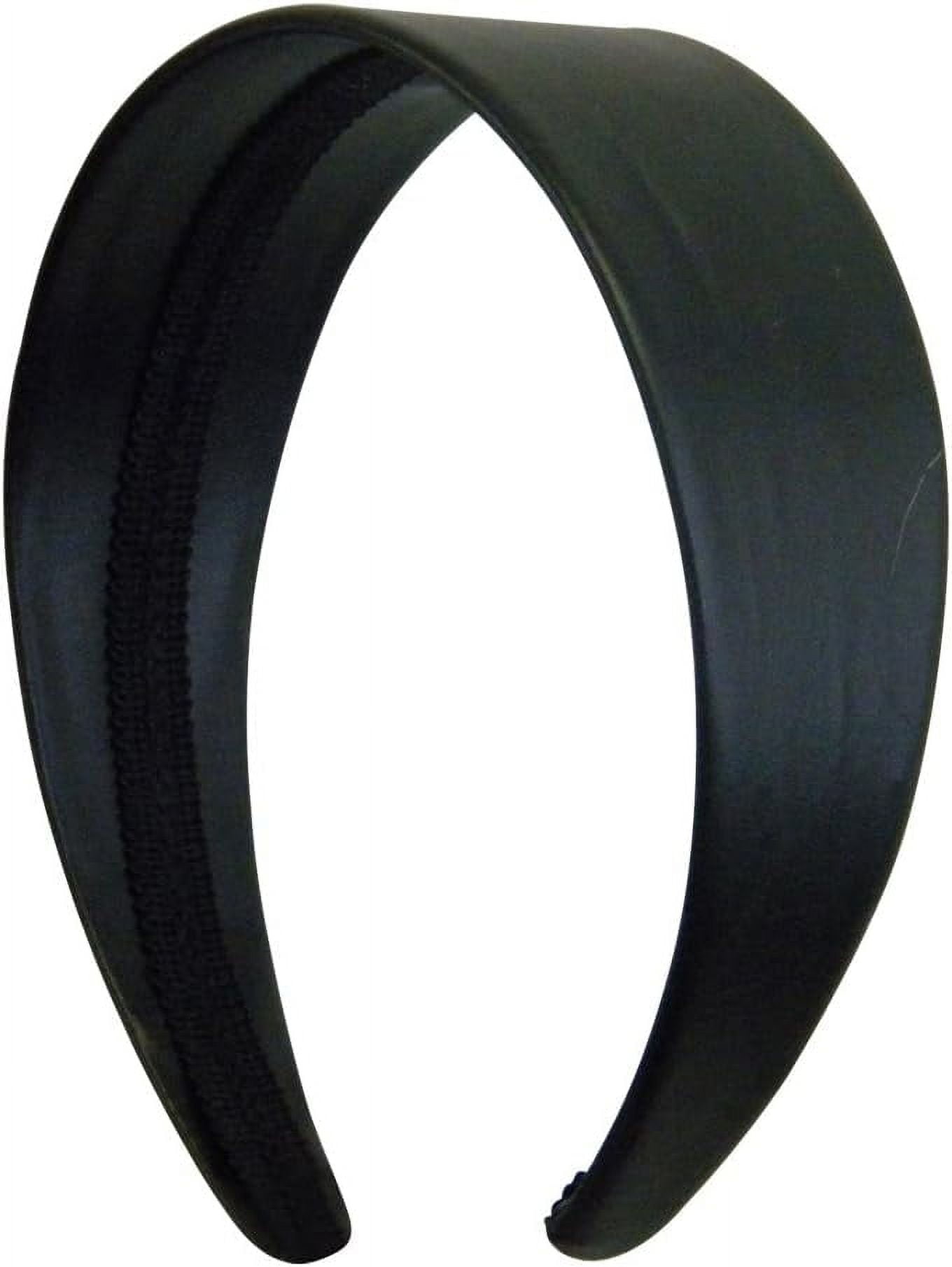 Motique Accessories Black 2 inch Wide Leather like Headband Solid Hair ...