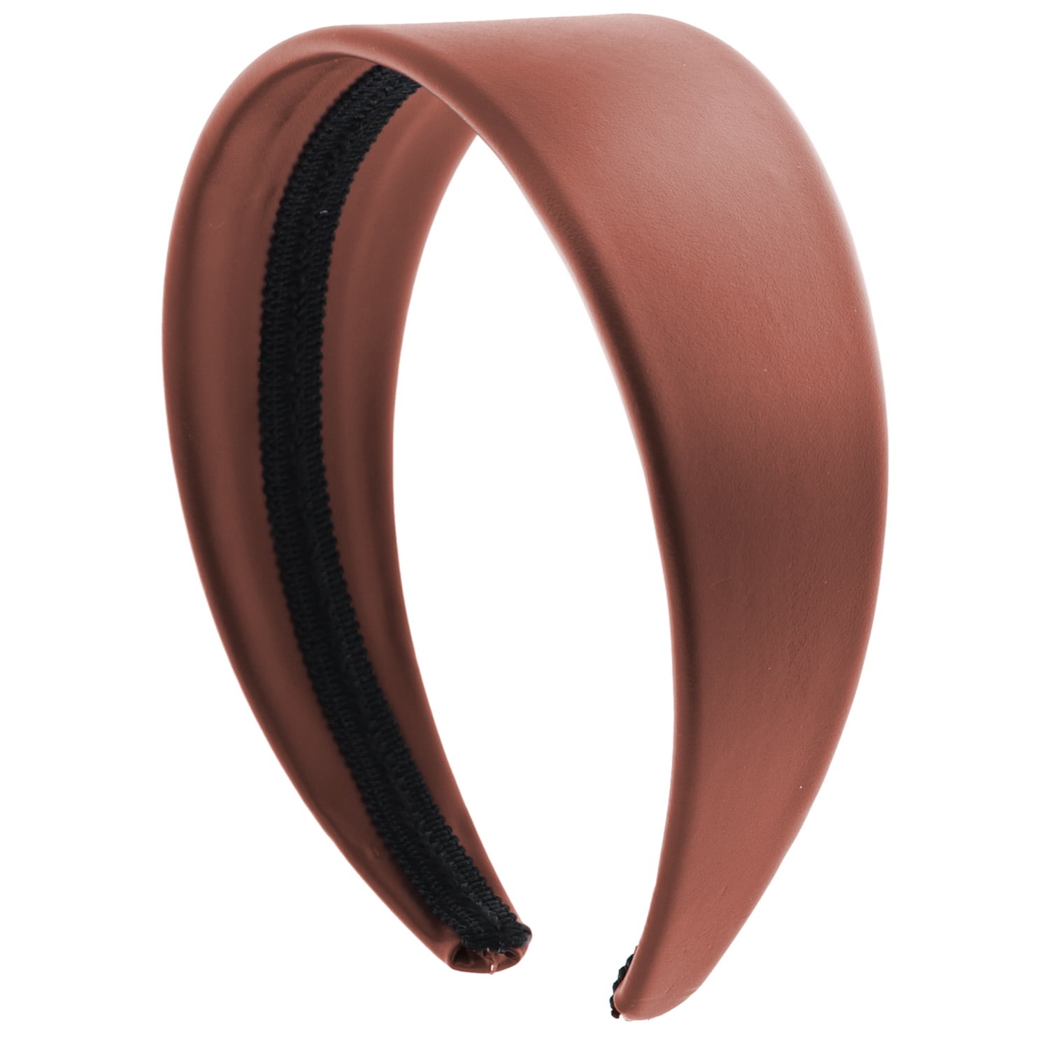 Motique Accessories Brown 2 inch Wide Leather like Headband Solid ...