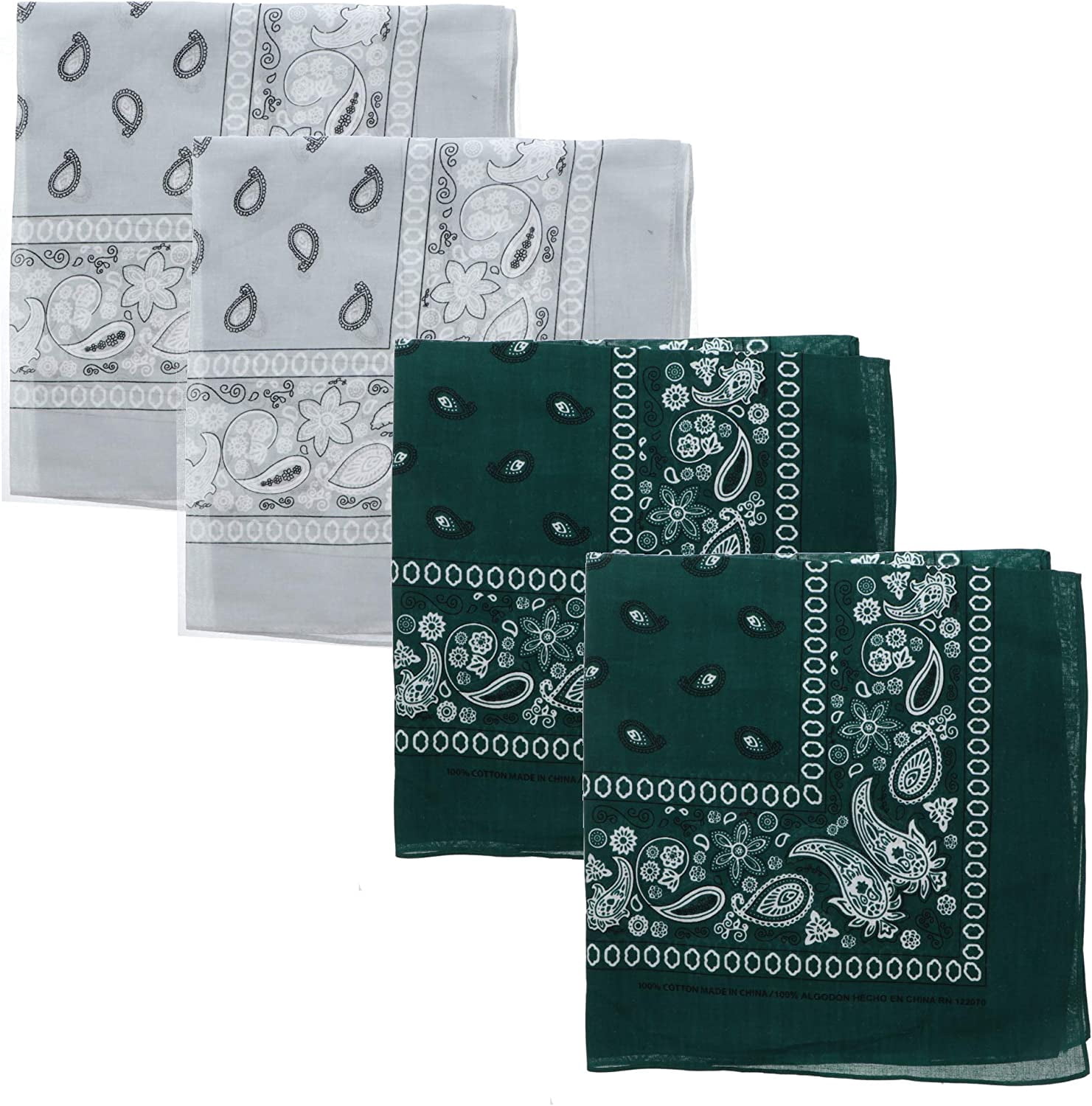 Motique Accessories Extra Large Paisley Bandana 27x27 inch - Set of 4 ...