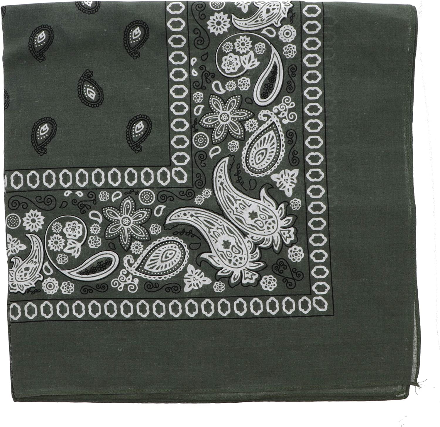 Motique Accessories Extra Large Paisley Bandana 27 x 27 inch - Olive ...
